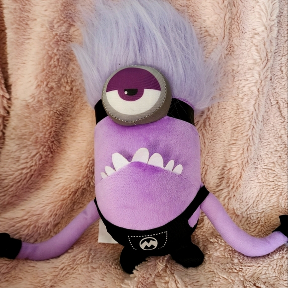 Toys | Purple Minion Plush Toy With Fluffy Hair | Poshmark